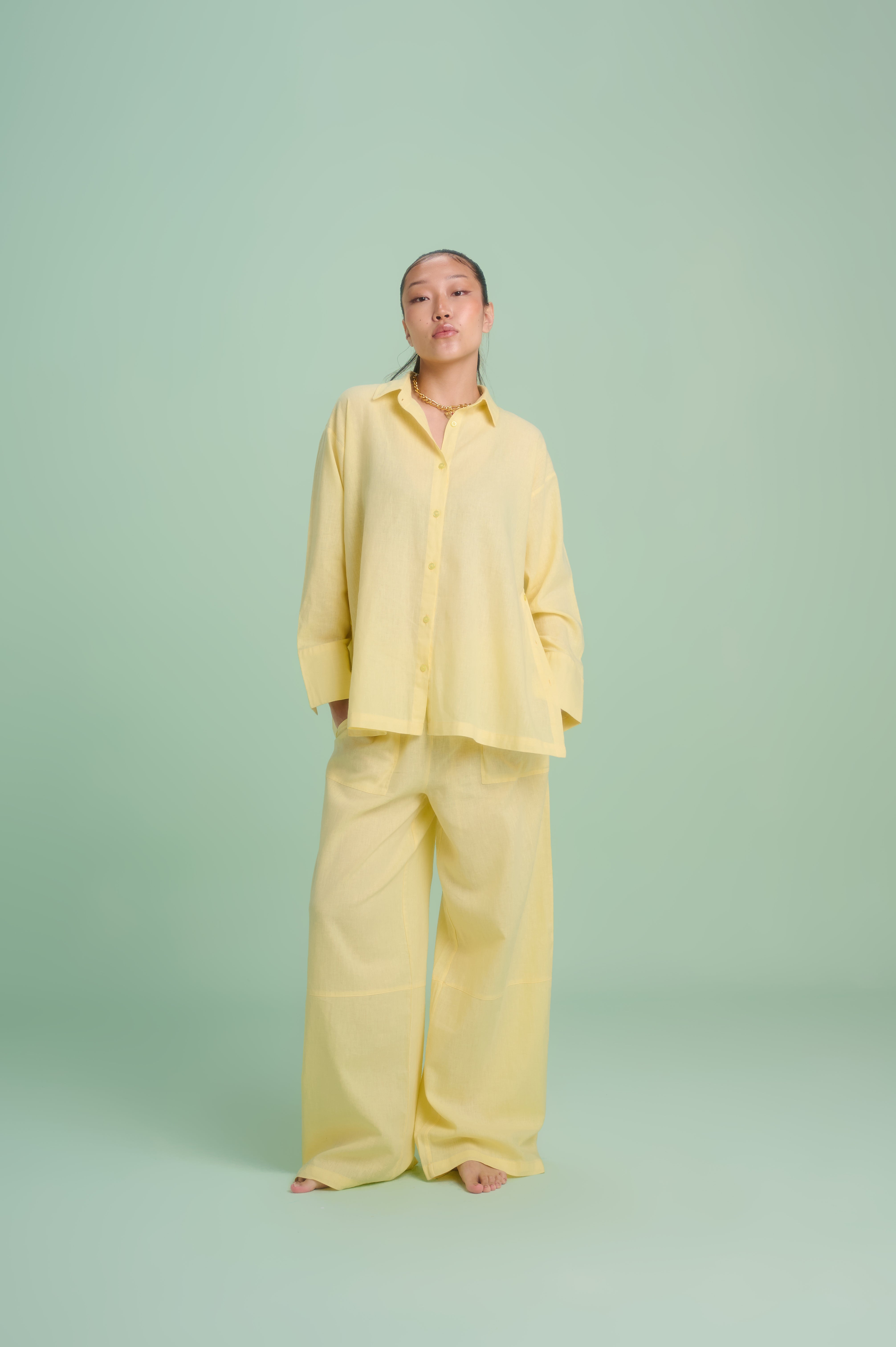 Butter Yellow Linen Button Down & Side Shirt – TGS Worldwide